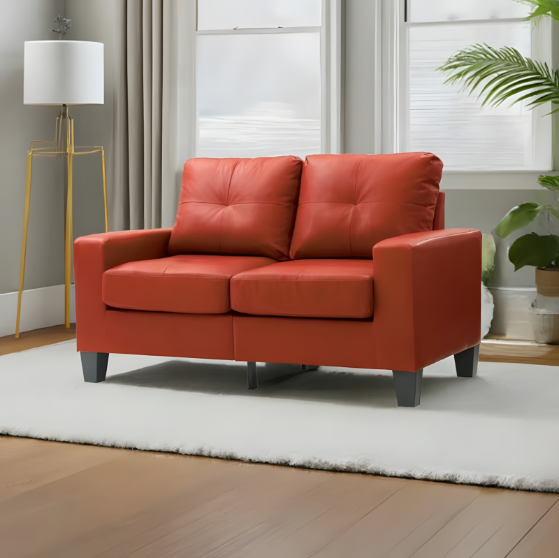 Red Tufted Leatherette Loveseat Reception Lounge Sofa - ACME Party and Tent